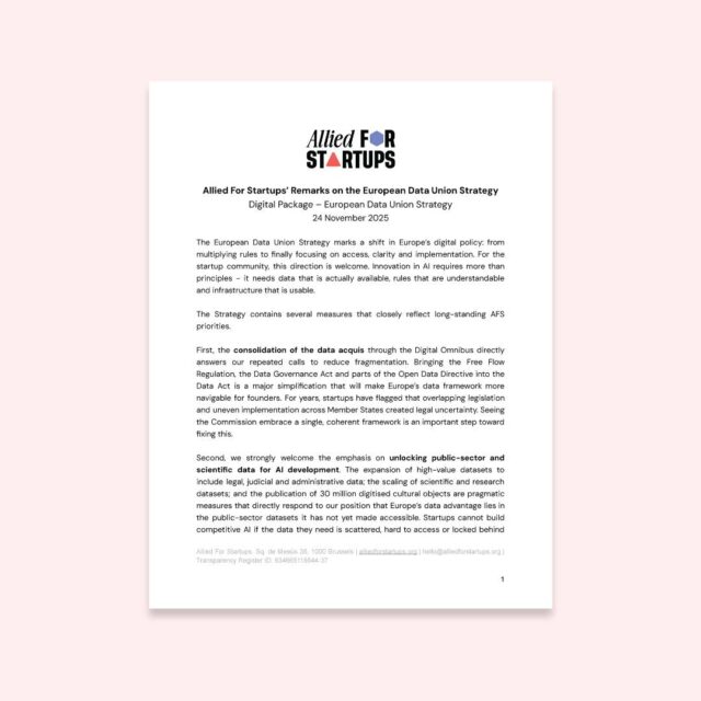 Allied For Startups’ Remarks on the European Data Union Strategy ...
