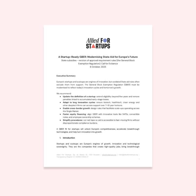 Allied For Startups’ Position on the Review of the General Block ...