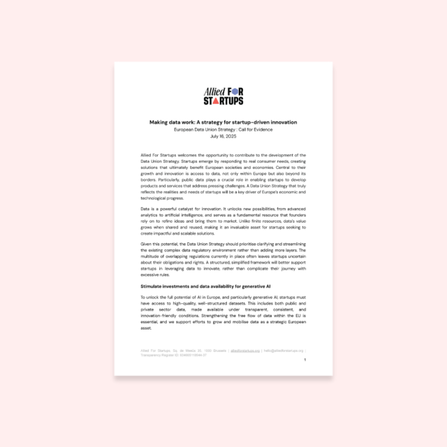 Allied For Startups’ Position on the European Data Union Strategy ...